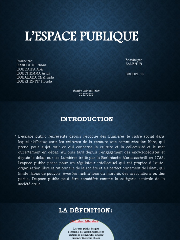 Espace Publique | PDF | Tourisme | Rue