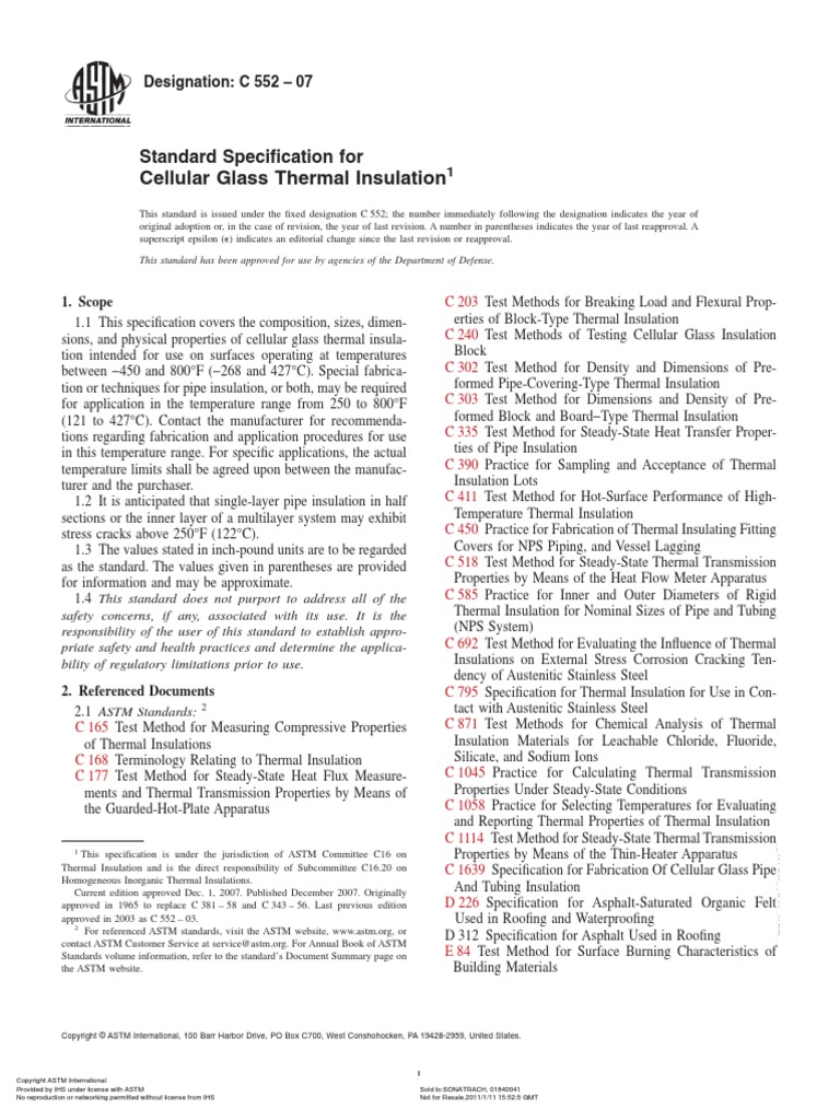 Astm C552 | Download Free PDF | Thermal Insulation | Strength Of Materials
