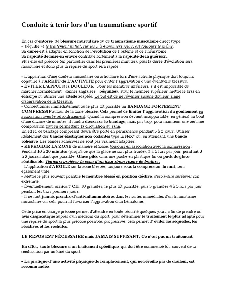 Premiers soins pour blessures sportives | PDF | Douleur | Des sports
