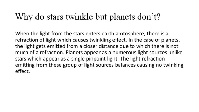 Why Do Stars Twinkle But Planets Don | PDF