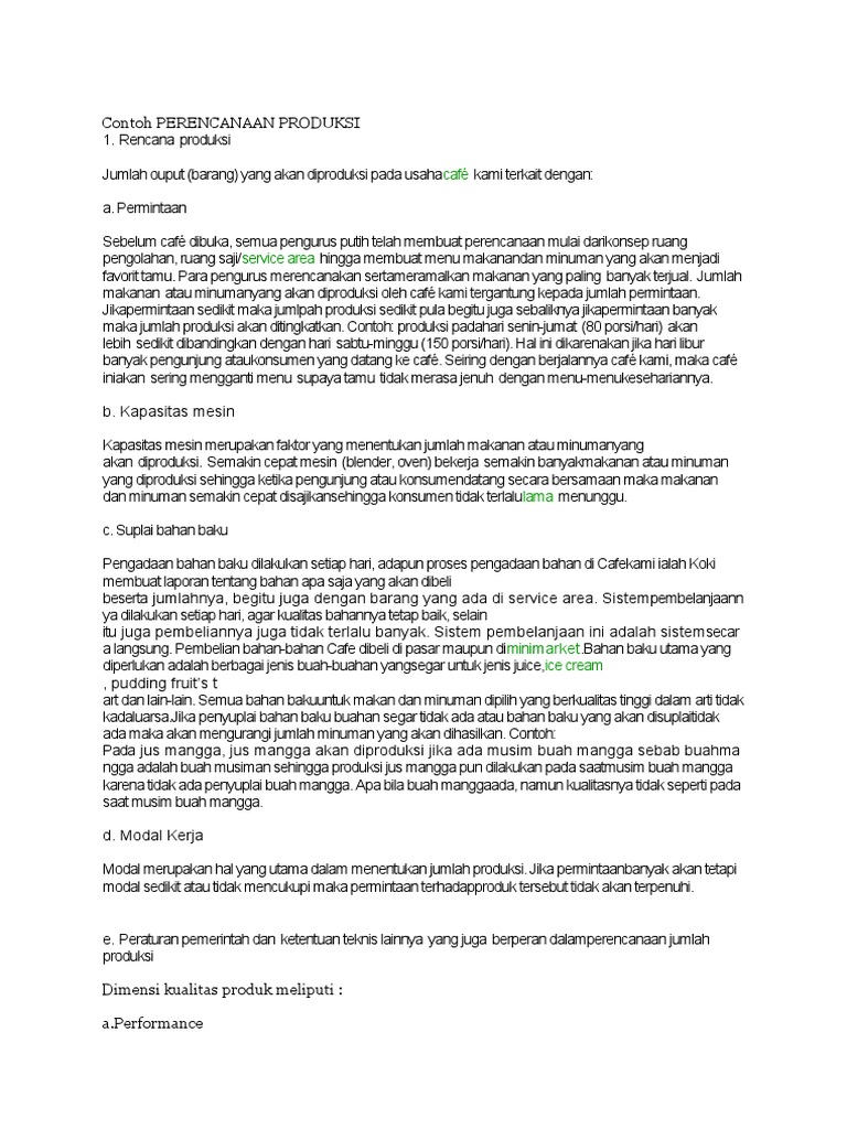 Contoh PERENCANAAN PRODUKSI | PDF