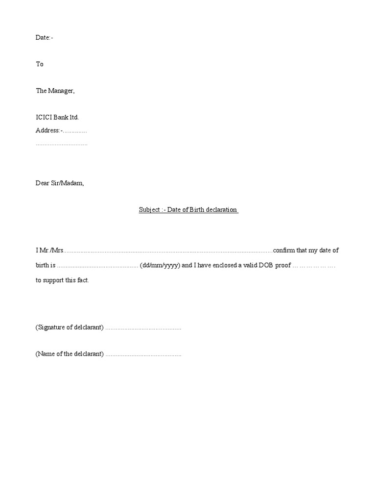 Dob Declaration Pdf 