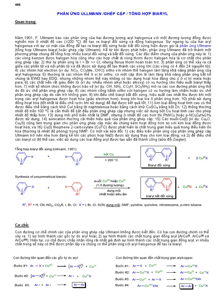 466-467 Ullmann Reaction Coupling Biaryl Synthesis PDF | PDF
