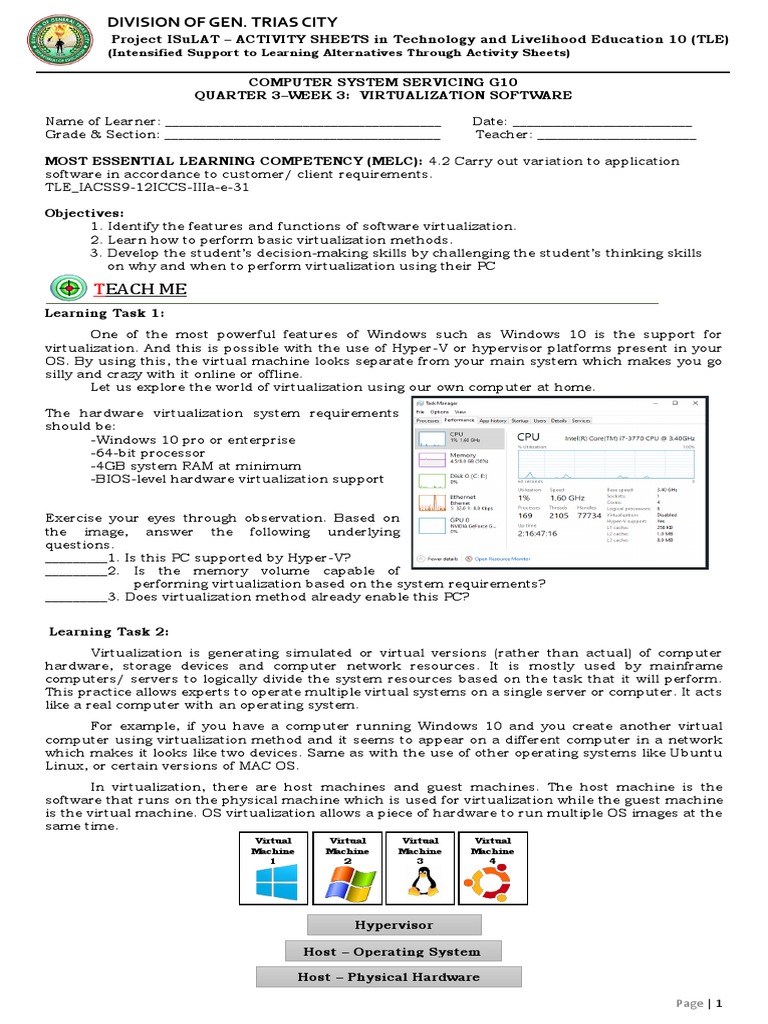 Revised Tle As CSS10 Q3 WK3 | PDF | Virtualization | Operating System