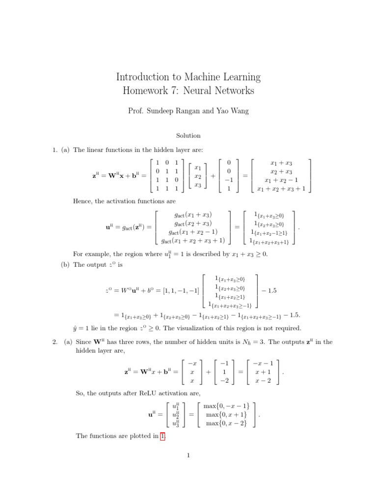 Machine Learning Neural Networks Homework | PDF | Derivative | Gradient
