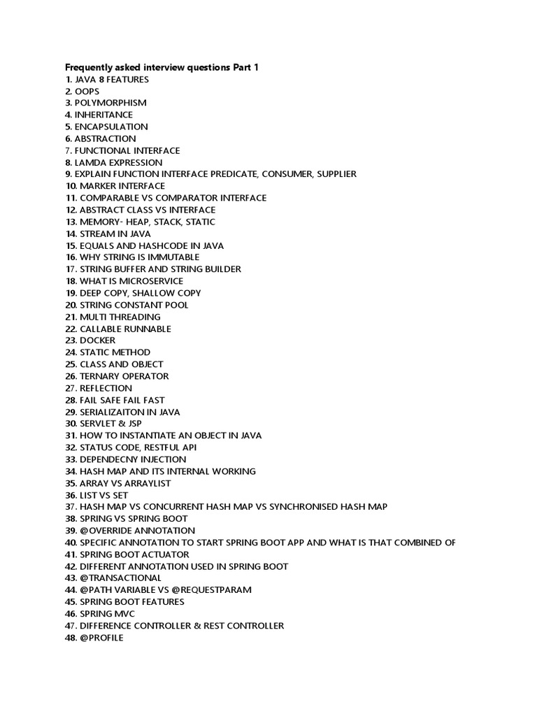 Java-Frequently Asked Interview Questions | PDF | Spring Framework ... Java-Frequently Asked Interview Questions | PDF | Spring Framework ...