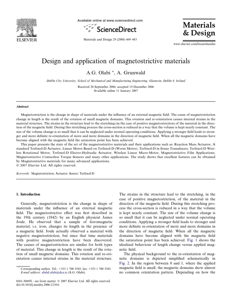 Magnetostrictive materials: Design and applications | PDF | Physics ...
