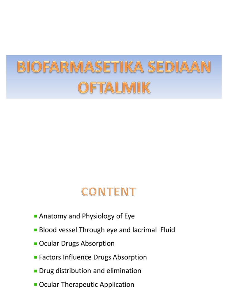 Biofarmasetika Oftalmik-Inhalasi - Compressed | PDF | Human Eye | Cornea