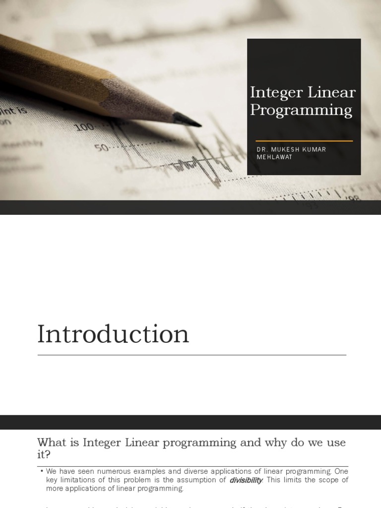 Integer Linear Programming Pdf Linear Programming Mathematical
