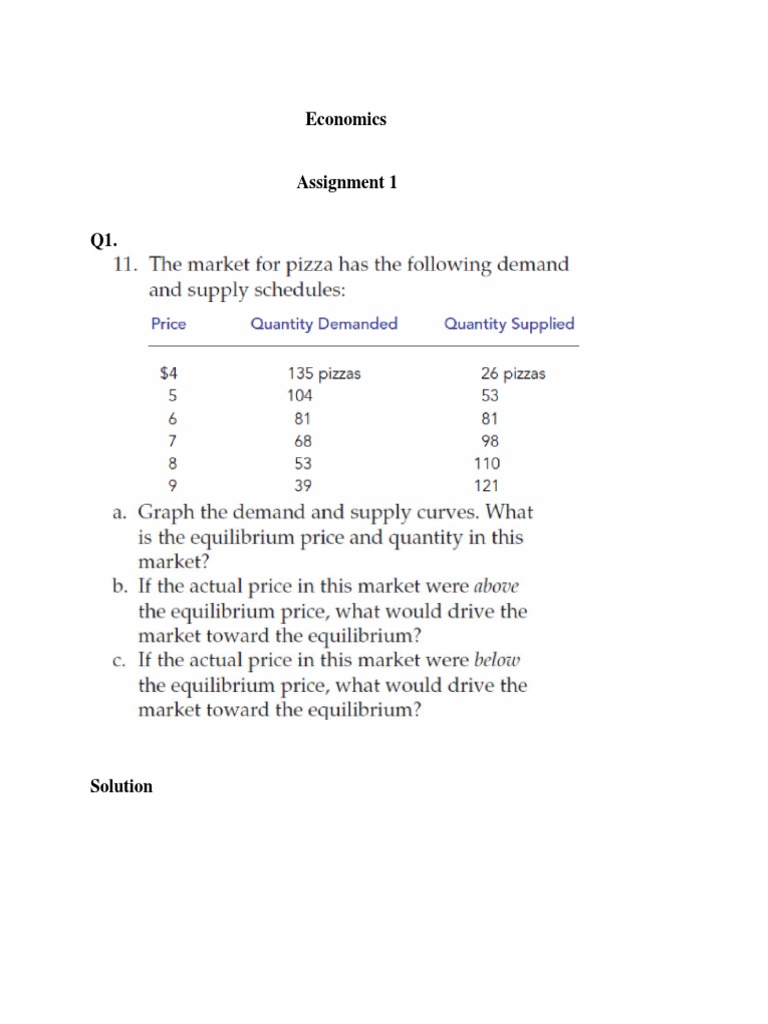 Eco - Assignment 1 Solution | PDF | Prices | Economic Equilibrium