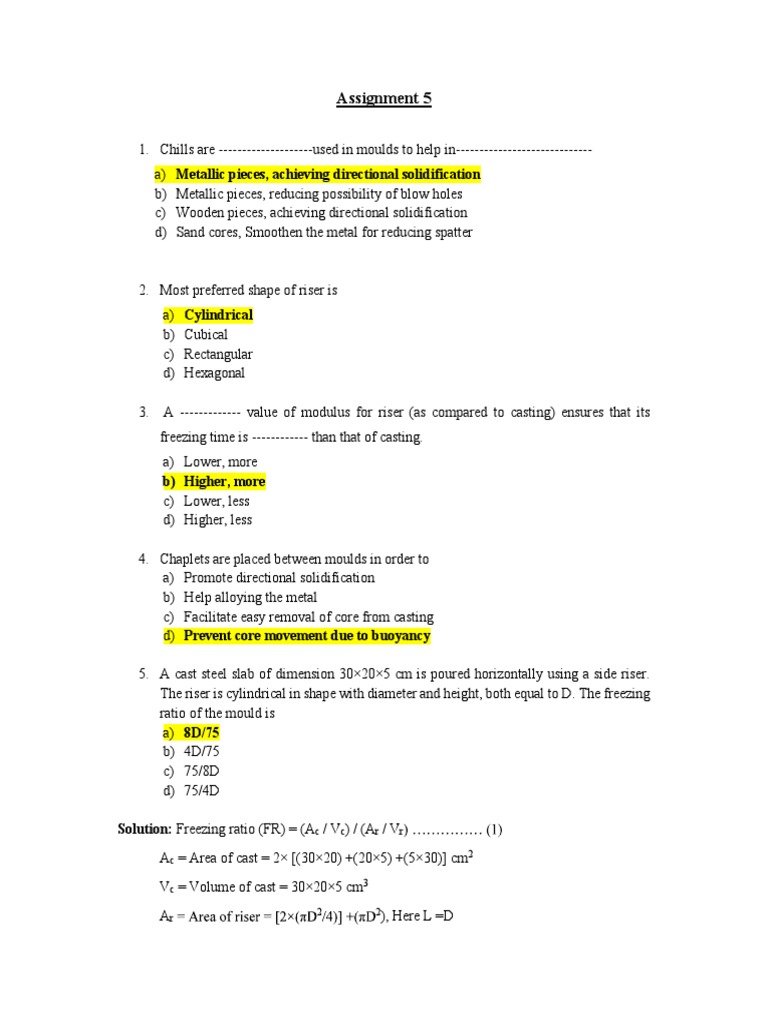 Assignment5 Casting | PDF | Casting (Metalworking) | Metalworking