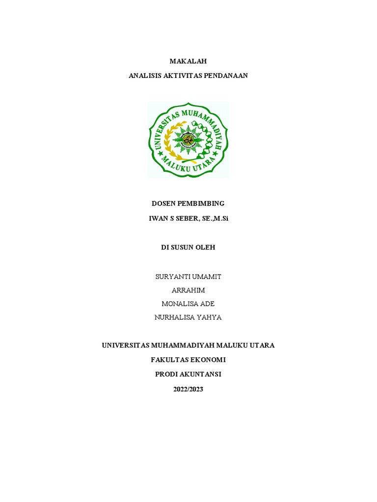 MAKALAH ANALISIS AKTIVITAS PENDANAAN 1 Kelompok | PDF