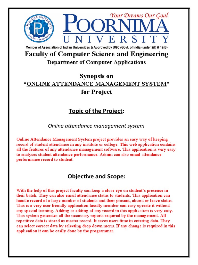 Project Synopsis Tanmay | PDF | Application Software | Random Access Memory