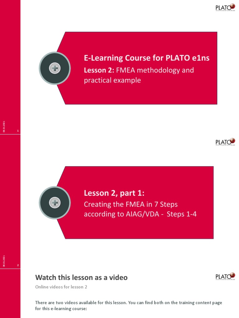 En PLATO E1ns E-Learning - Lesson 2 - FMEA Methodology Steps 1-4 With Practical Example | PDF ...