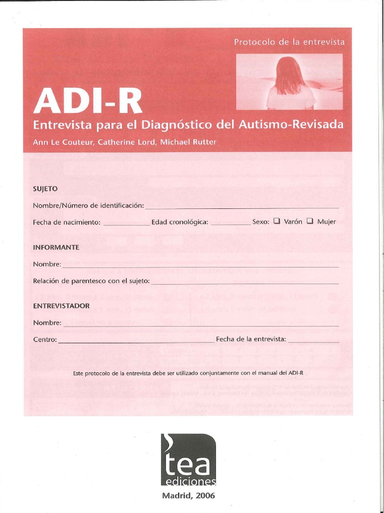 Adi R Entrevista Diagnostico Autismo Rev Entrevista Manual PDF | PDF
