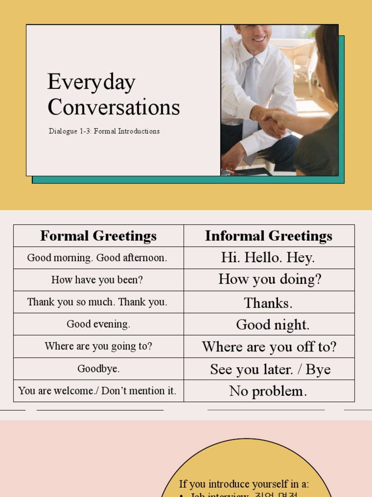 Dialogue 1-3 Formal Introductions | PDF | Linguistic Morphology ...