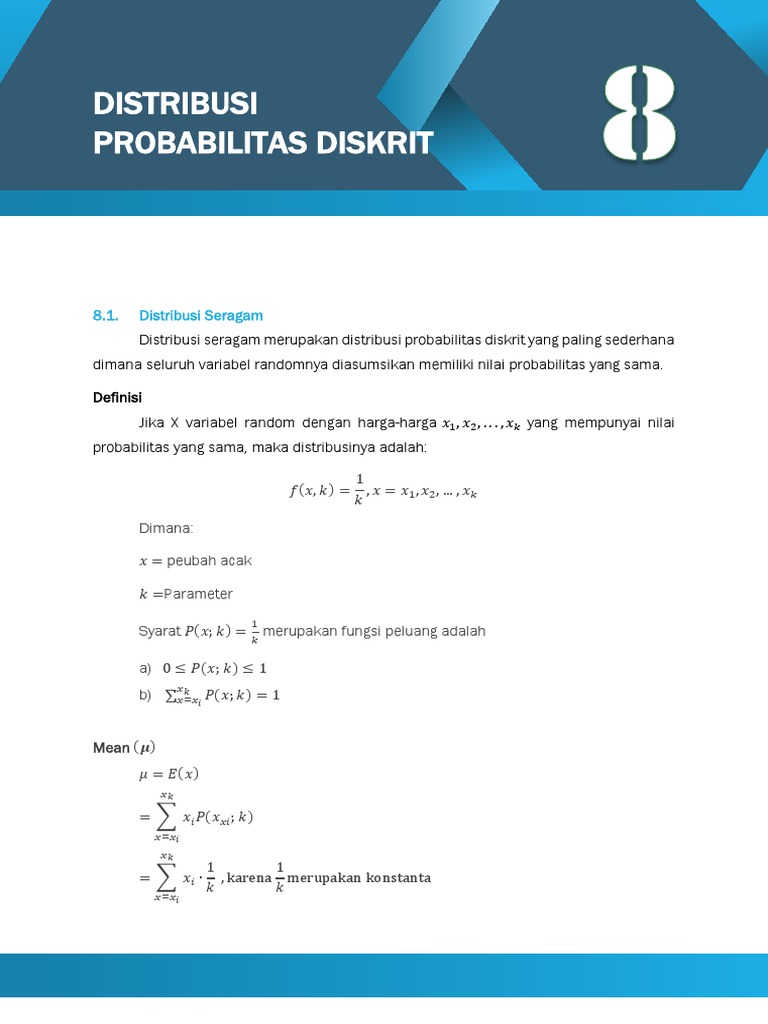 Bab 8 Modul Distribusi Probabilitas Diskrit Temp PDF | PDF