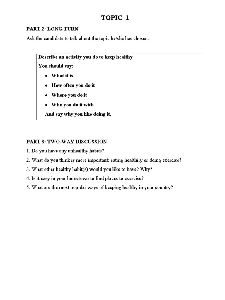 TOPIC Speaking | PDF