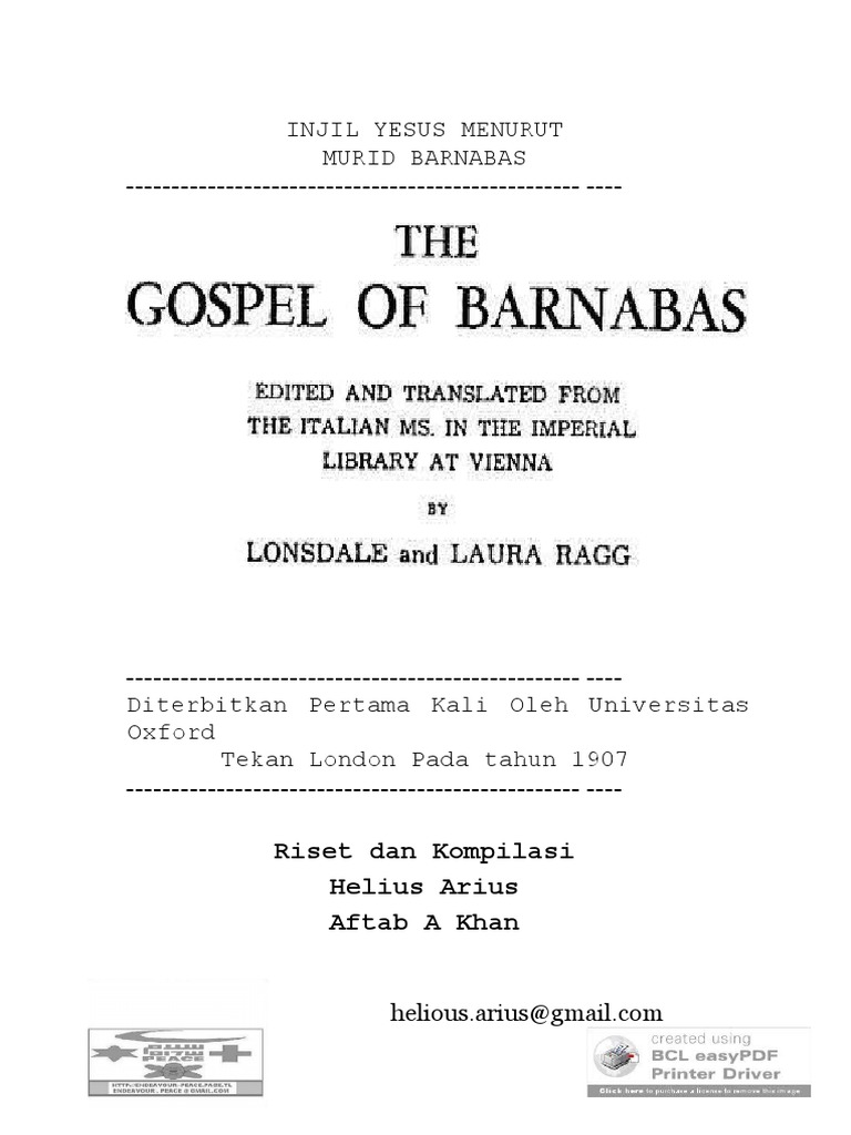 Gospel of Barnabas Kocak | PDF