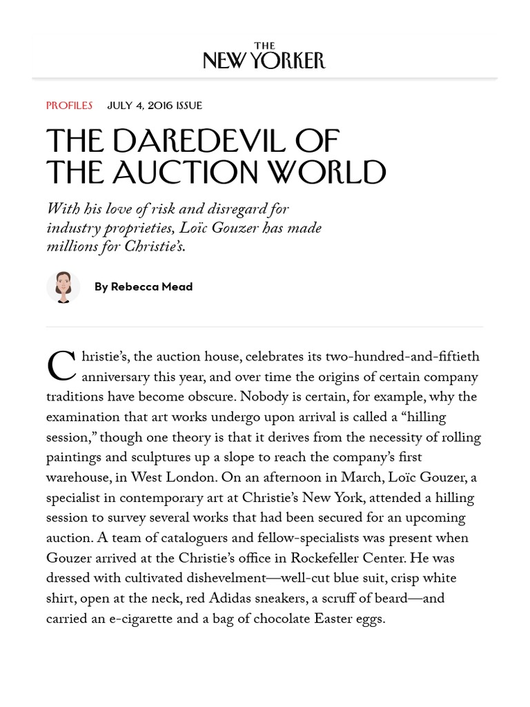 Loïc Gouzer, The Daredevil at Christie's - The New Yorker | PDF ...