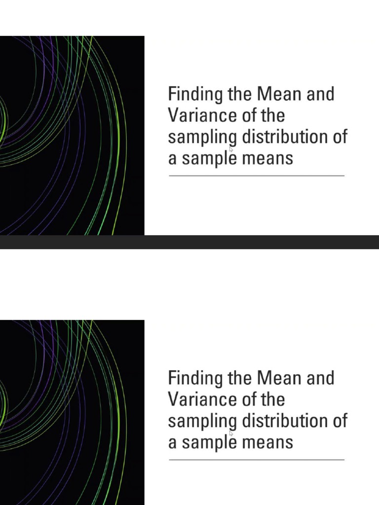 Finding The Mean And Variance Of The Sampling Distribution Of A Sample Means 000 Pdf