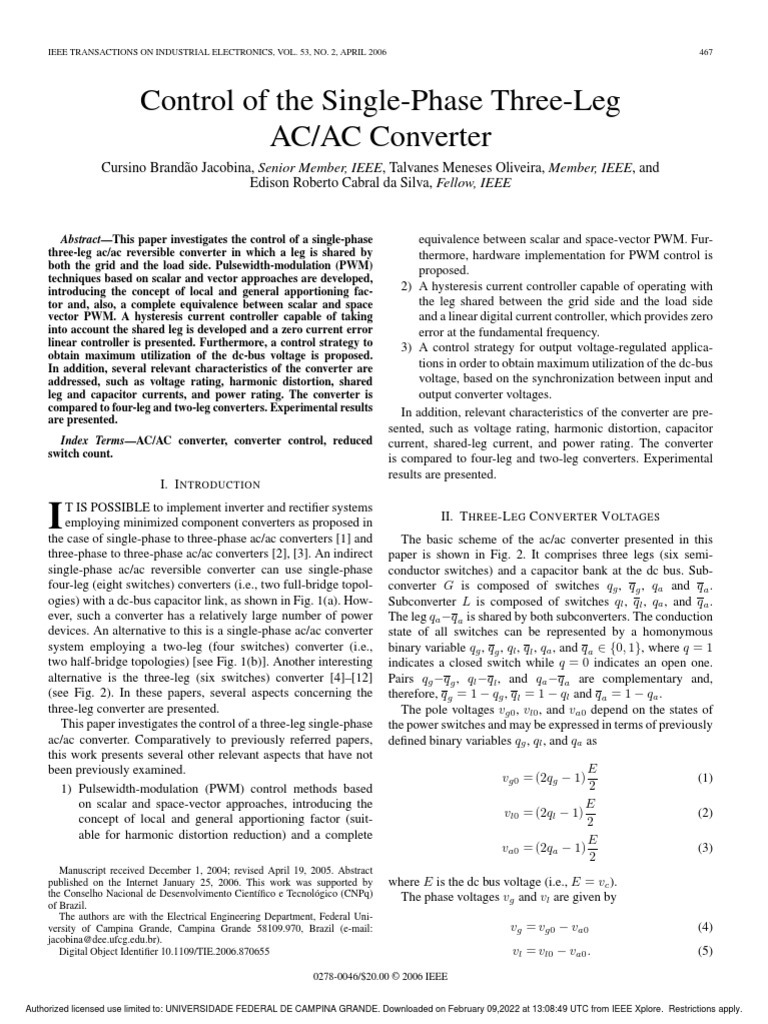 Control of The Single-Phase Three-Leg AC AC Converter 230309 160807 ...