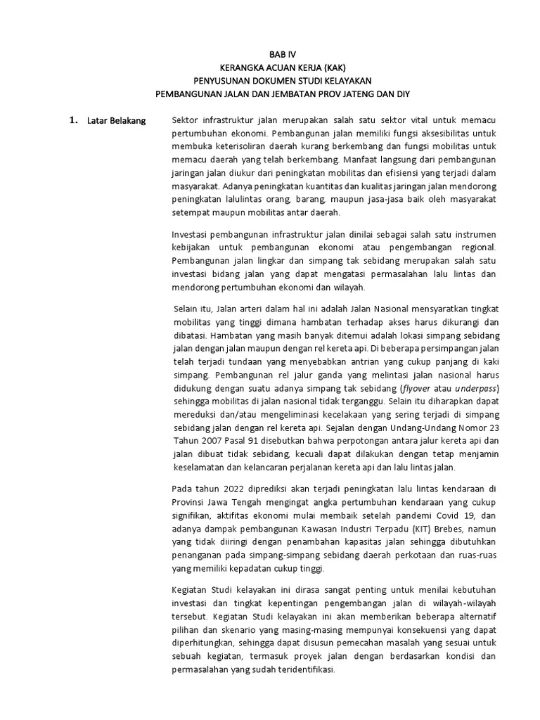 KAK FS Jateng Rev | PDF | Teknologi & Rekayasa