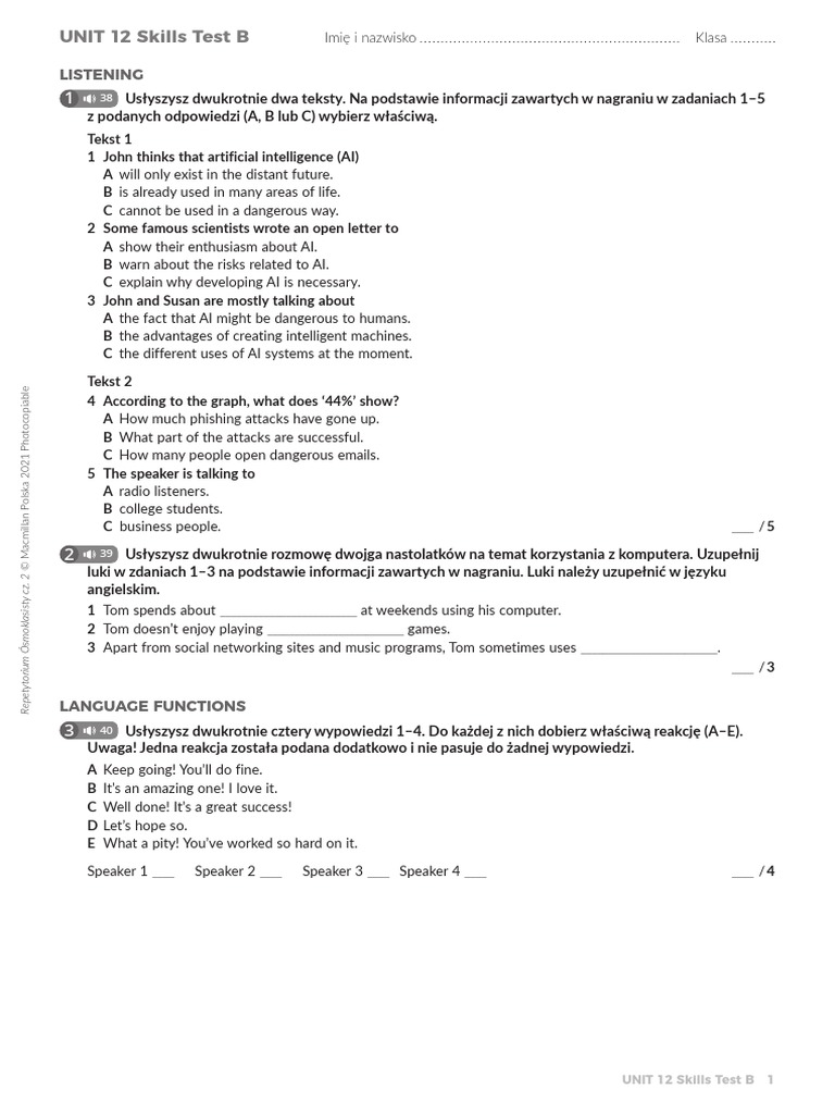 Unit 12 Skills Test B | PDF