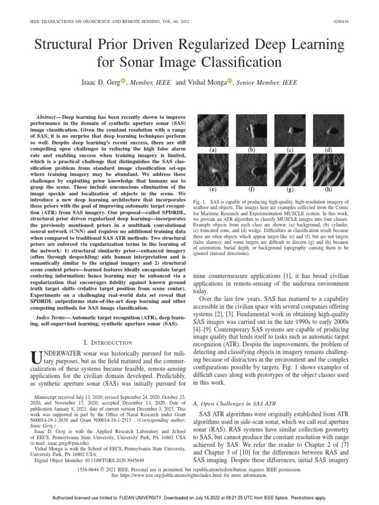 Structural Prior Driven Regularized Deep Learning For Sonar Image Classification | PDF | Deep ...