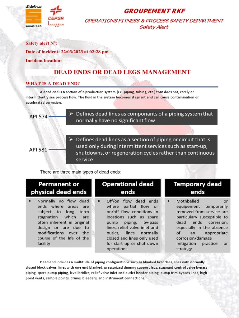 Dead End Management in Piping Systems | PDF | Valve | Pump