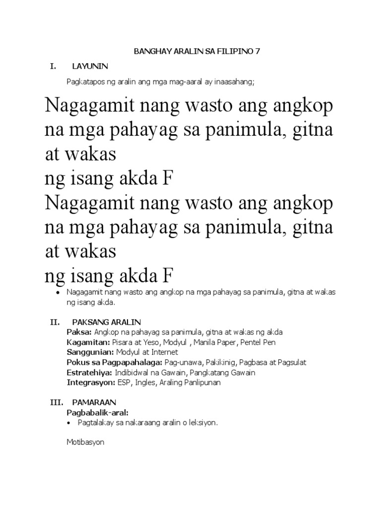 Angkop Na Pahayag NG Panimula, Gitna at Wakas | PDF