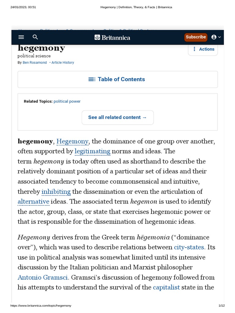 Hegemony | Download Free PDF | Hegemony | Antonio Gramsci