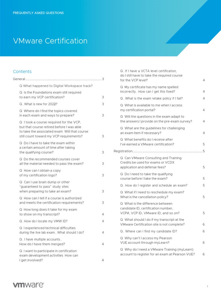 VMW Certification Faqs 2022 PDF | PDF | Application Software ...