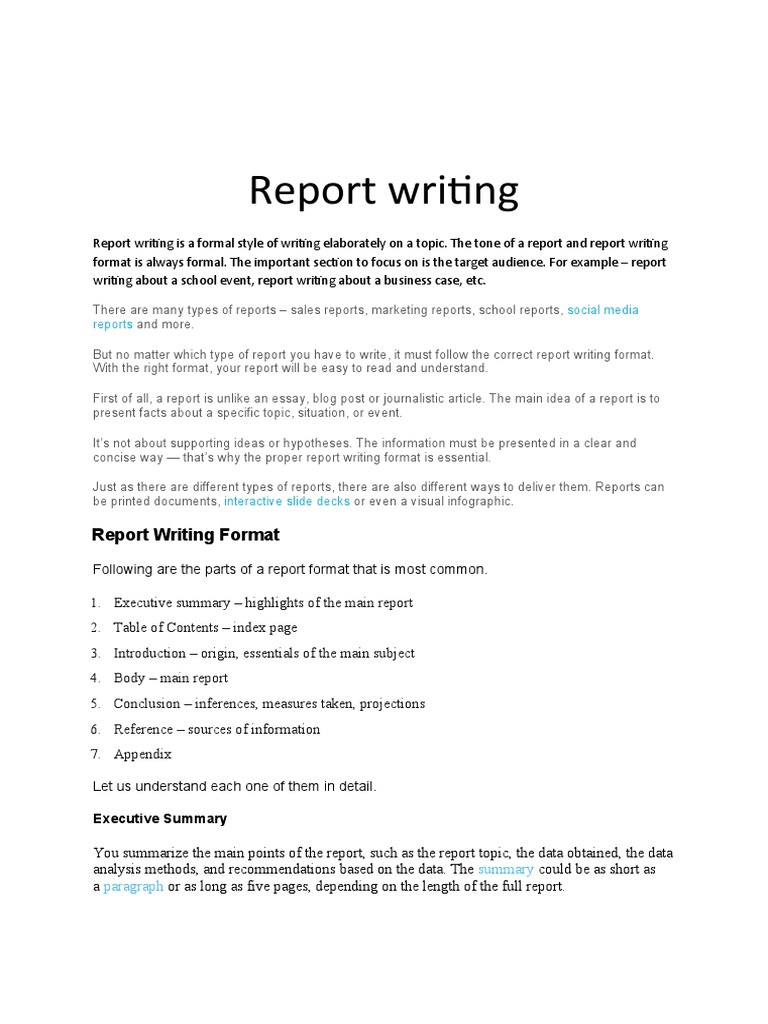 Report Writing | PDF | Information | Data