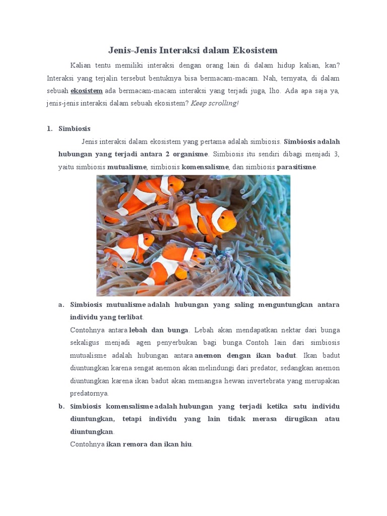 Jenis Interaksi Dalam Ekosistem | PDF