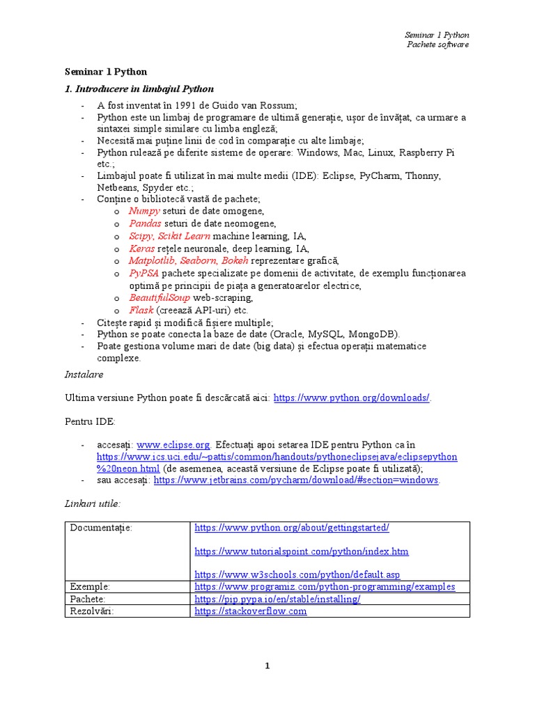 Seminar Python1 - Intro | PDF