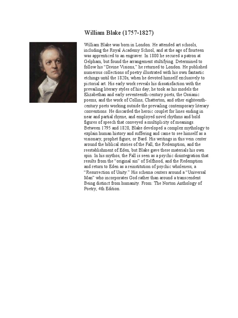 William Blake: Life and Poetry Overview | PDF | William Blake | Poetry