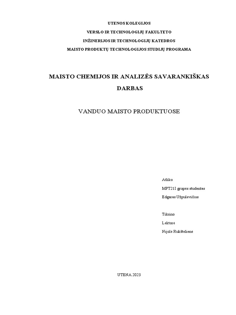 Chemijos SAVARANKISKAS DARBAS | PDF
