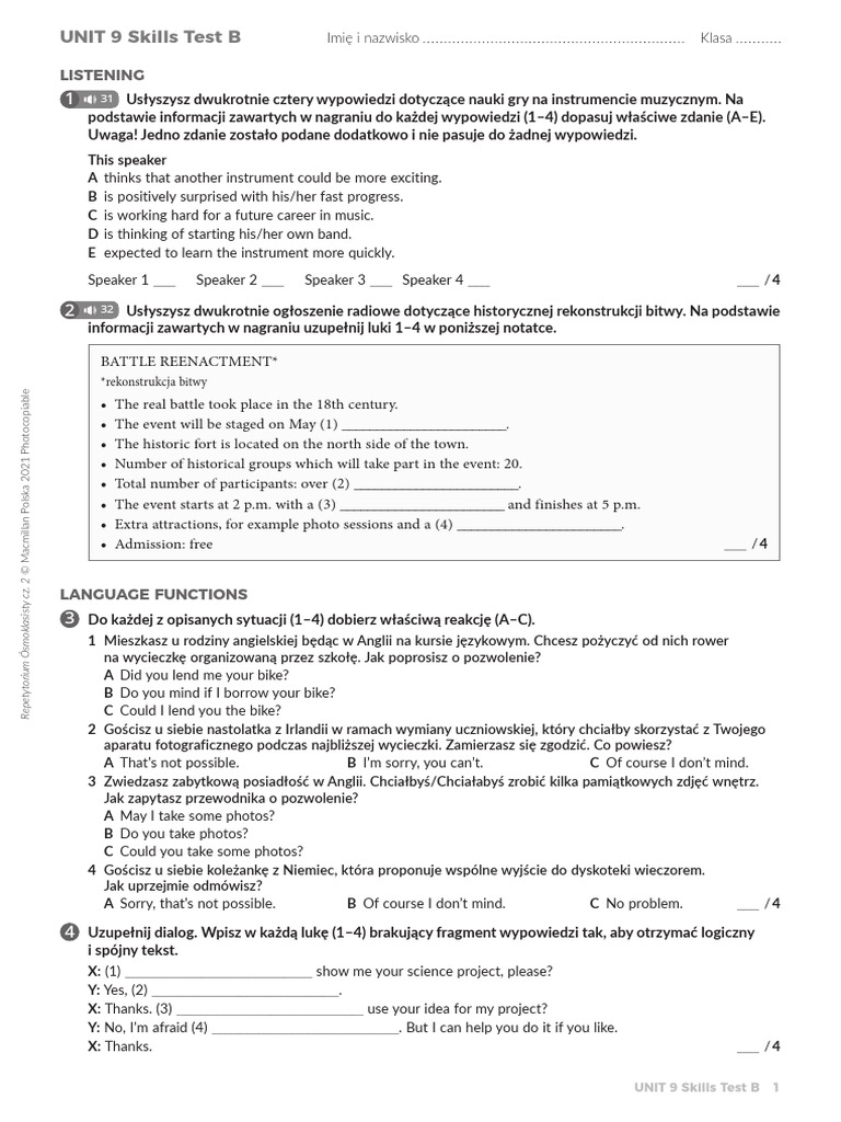 Unit 9 Skills Test B | PDF