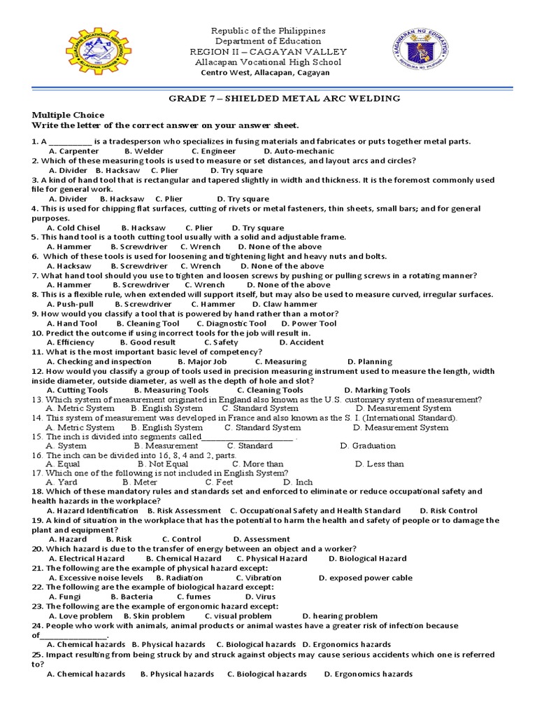 Grade 7 2nd Quarter Exam | PDF | Hazards | Screw