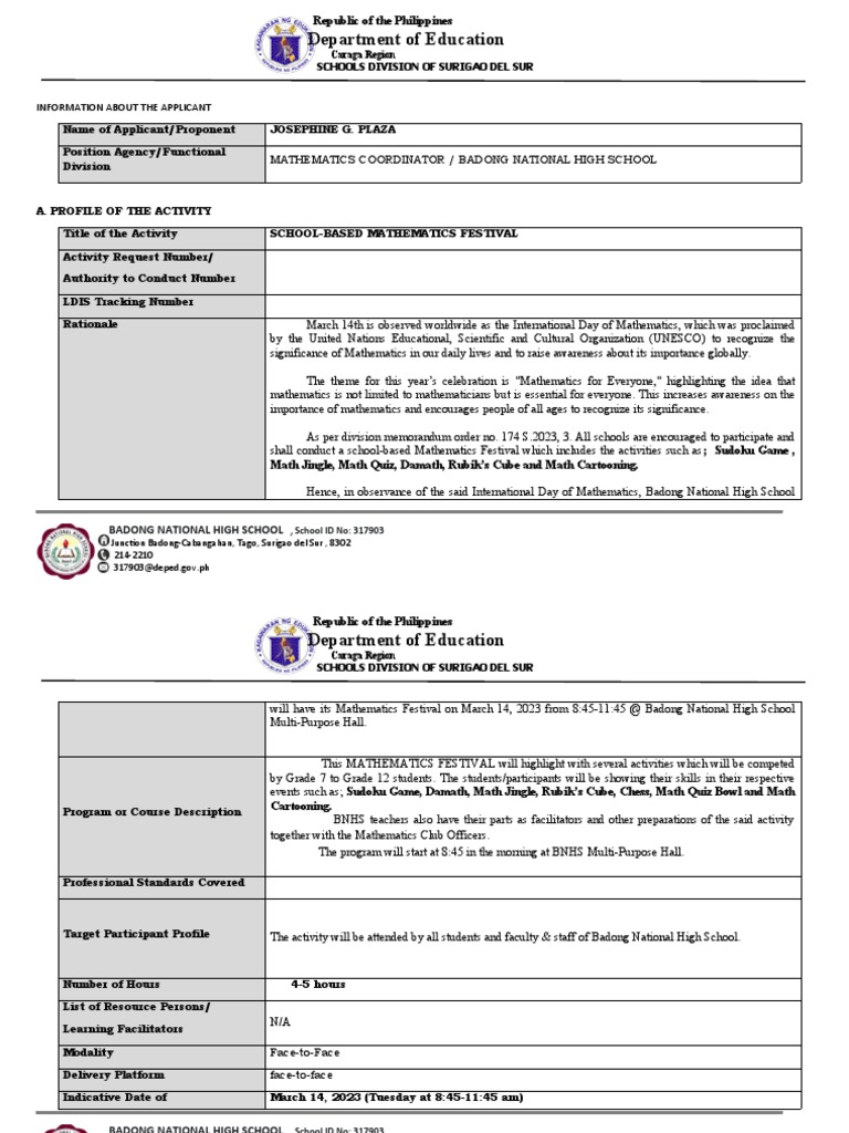 School-Based Mathematics Festival | PDF | Mathematics