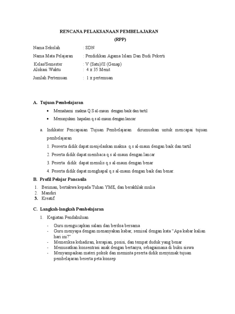 KELAS 5 - RPP Kelas 5 | PDF