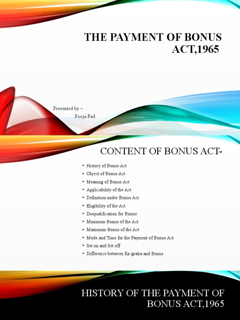 The Payment of Bonus Act, 1965 | PDF | Salary | Employment