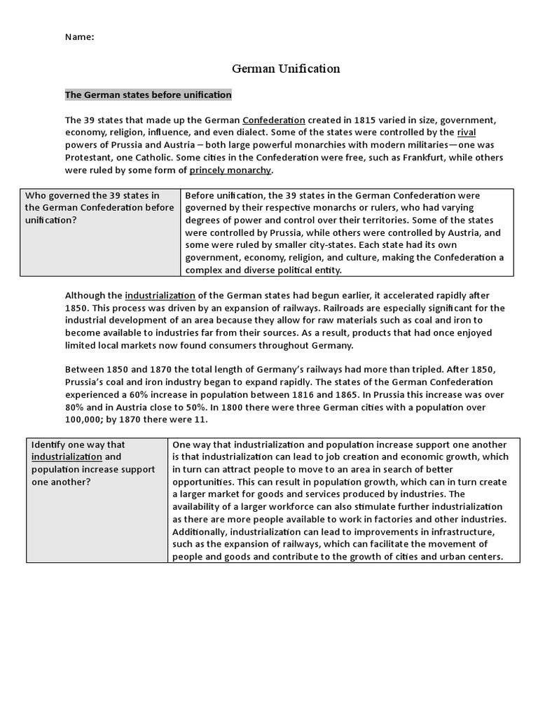 German Unification: Key Events & Factors | PDF | German Empire | Prussia