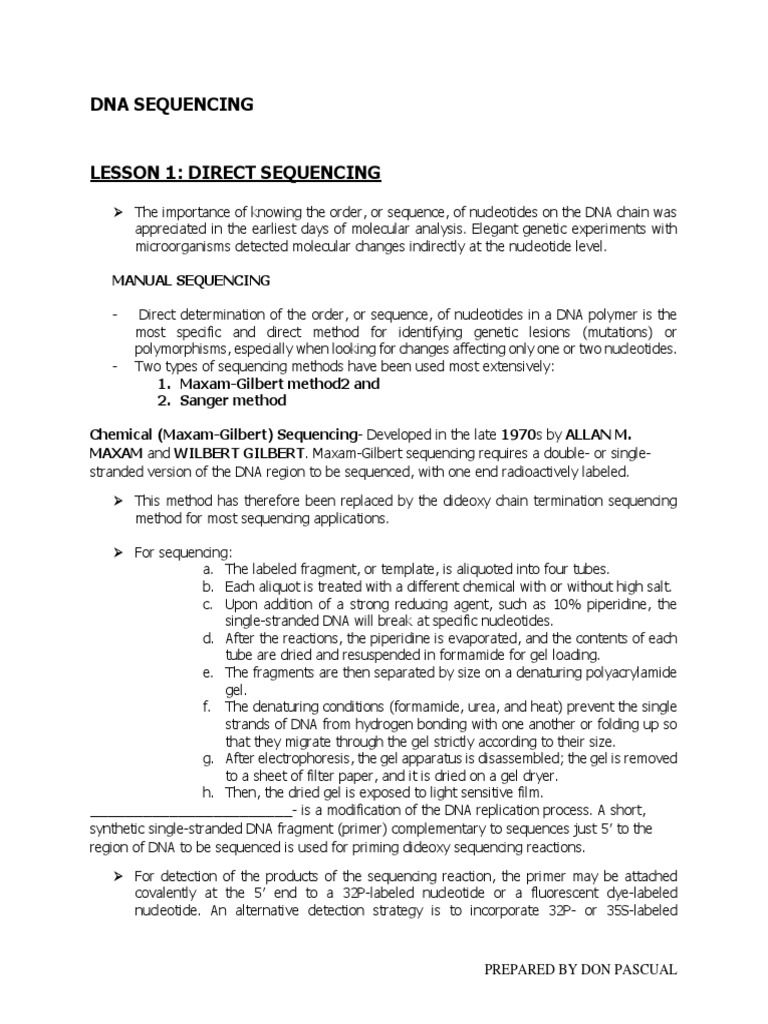 Dna Sequencing PDF | PDF | Dna Sequencing | Sequencing