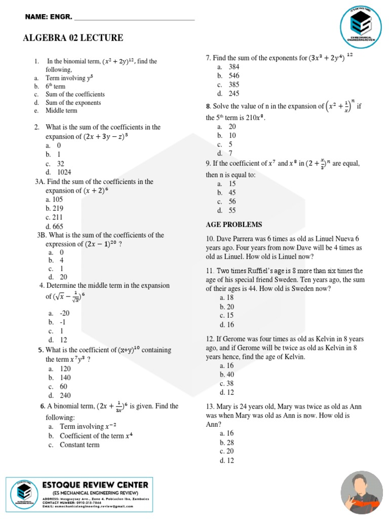 ALGEBRA 2 HANDOUTS For ME | PDF | Mathematics