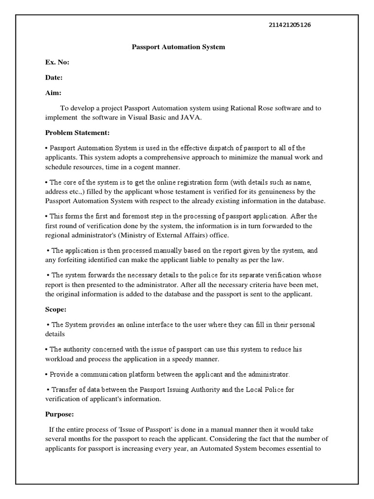 Passport Automation System Srs PDF | PDF | Databases | Systems Engineering