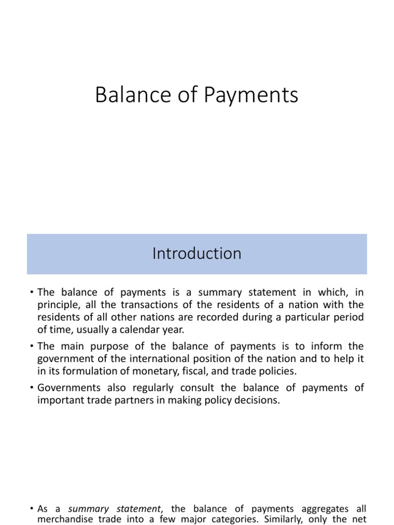Balance of Payments | PDF | Debits And Credits | Balance Of Payments