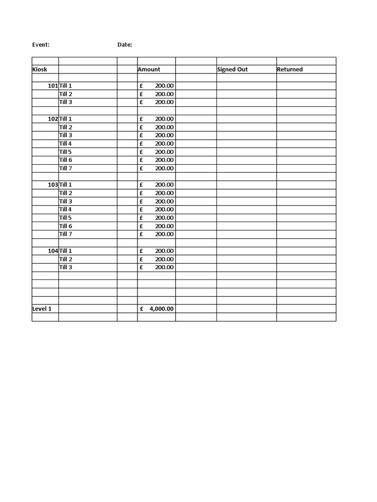 Float Sign Out Sheet | PDF