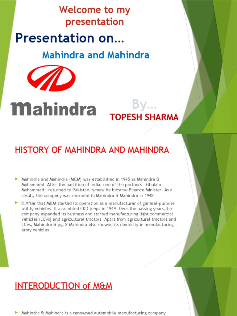 Final PPT of Mahindra | PDF | Transport | Car